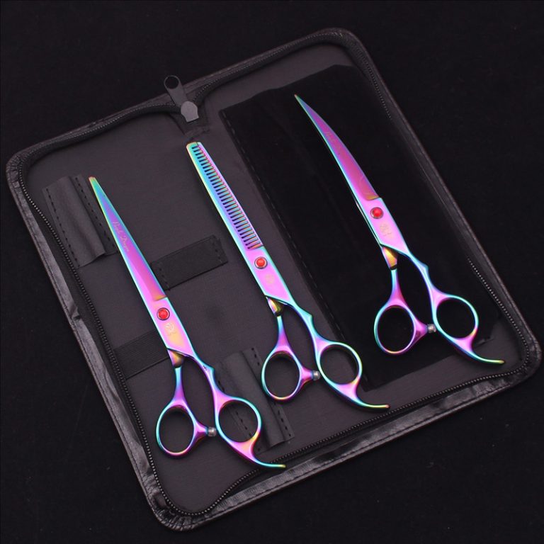 Purple Dragon 7'' Hair Dressing Shears Stainless Kit Straight Thinning ...